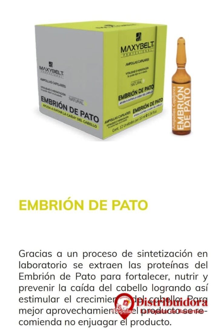 AMPOLLA EMBRION DE PATO, FORTALECE Y PREVIENE LA CAIDA, 10ML DE ...